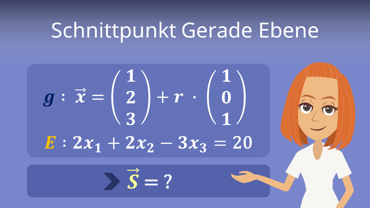 Schnittpunkt Gerade Ebene • einfach berechnen in 3 Schritten · [mit Video]
